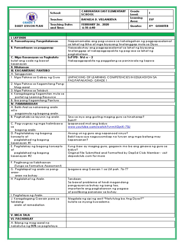 Grade 1 Week 6 Day 2 | PDF