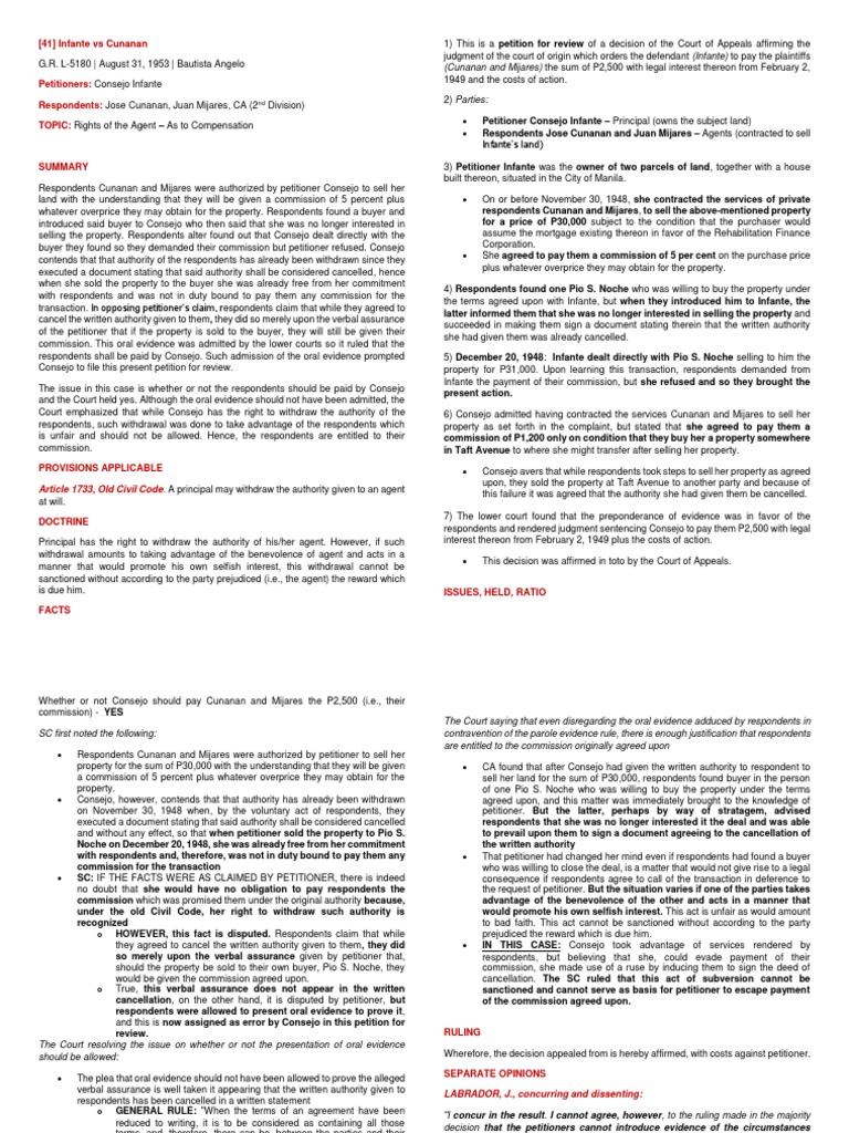 41 Infante V Cunanan | PDF