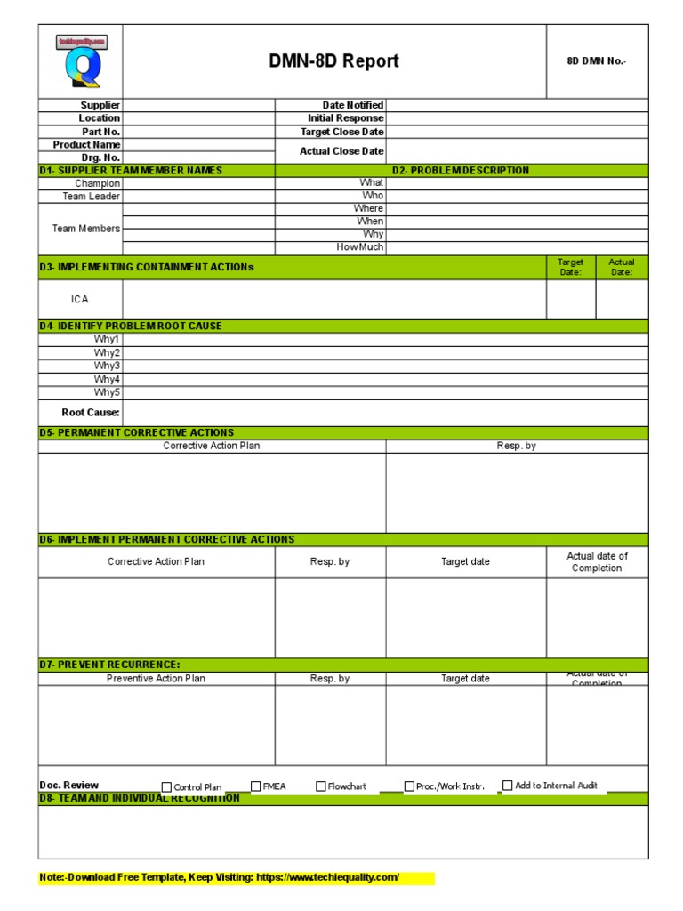 8D Report Template | PDF