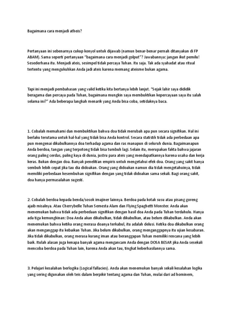 Bagaimana Cara Menjadi Atheis | PDF