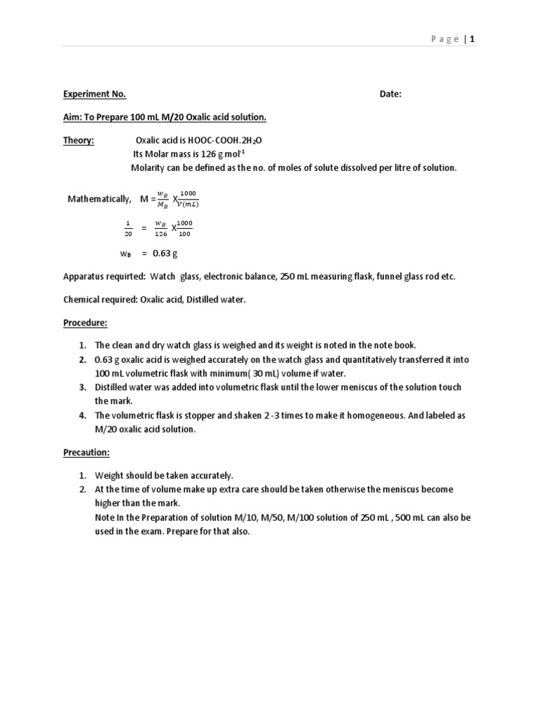 Practical XI Class 11 Chemistry | PDF