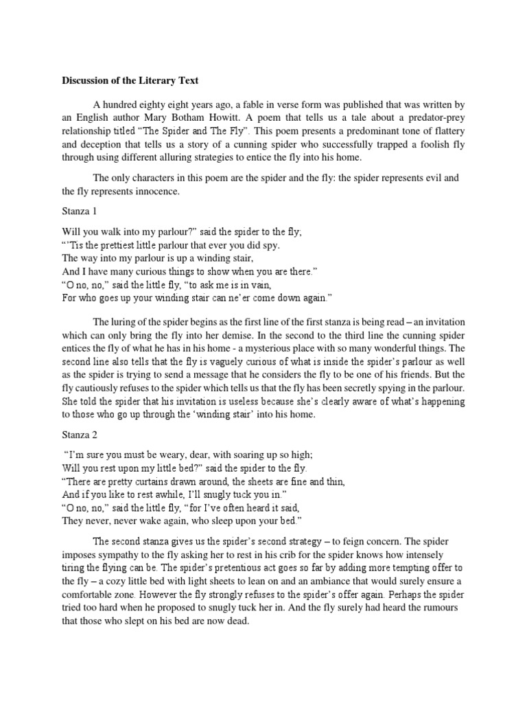 The Spider and The Fly Poem | PDF