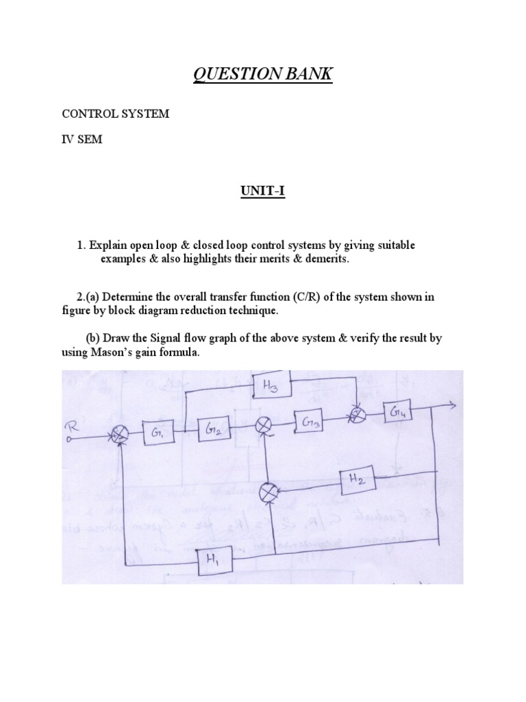 Control System Question Bank | PDF