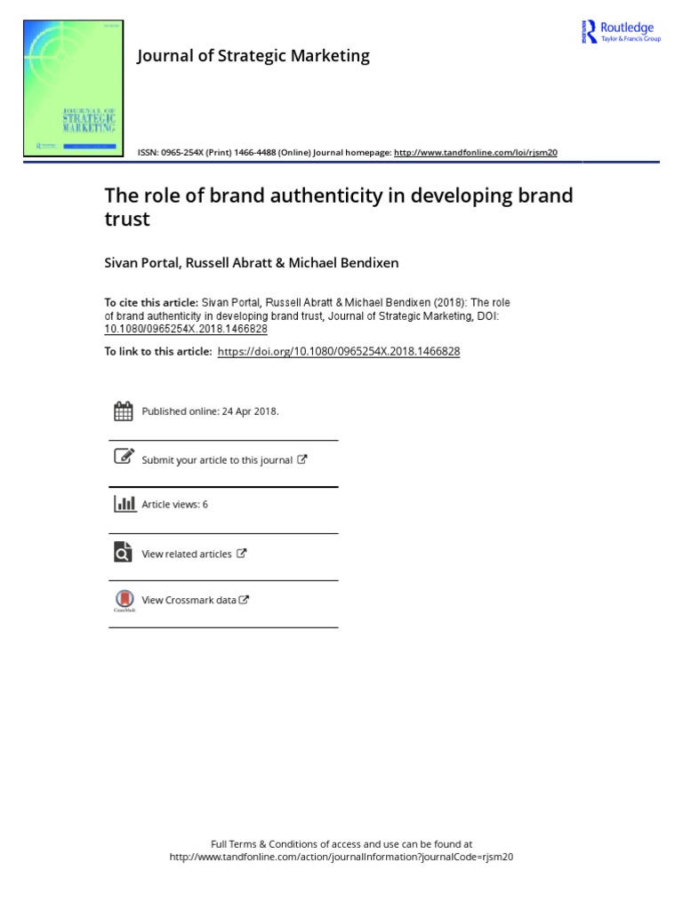 The Role of Brand Authenticity in Developing Brand Trust | PDF