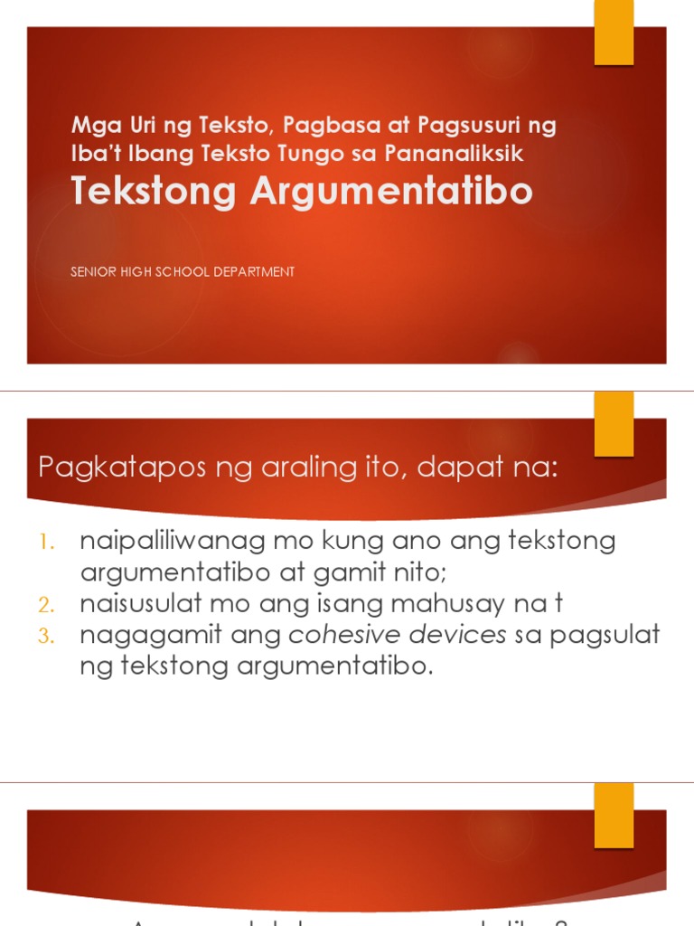 5 Tekstong Argumentatibo | PDF