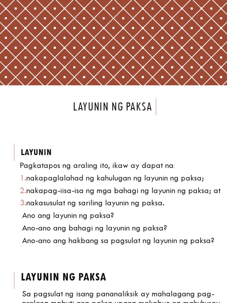 6layunin NG Paksa | PDF