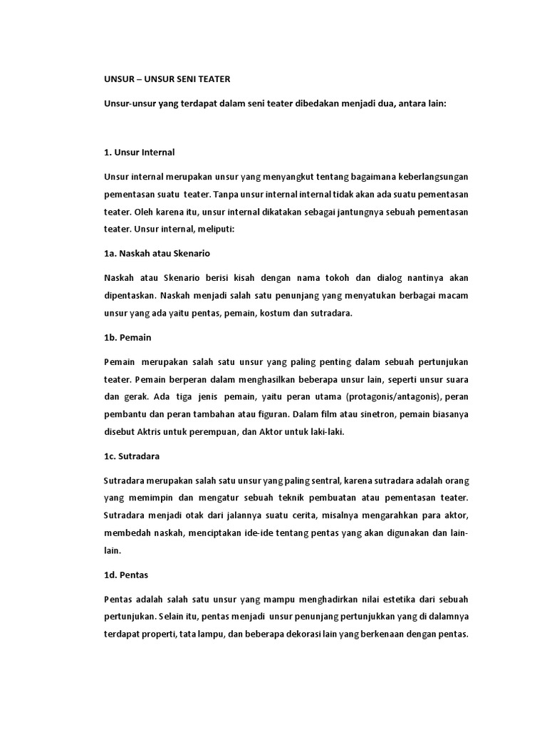 Unsur Unsur Teater | PDF
