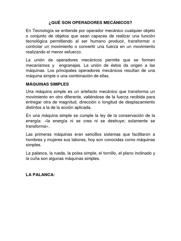 7 Operadores Mecánicos | PDF