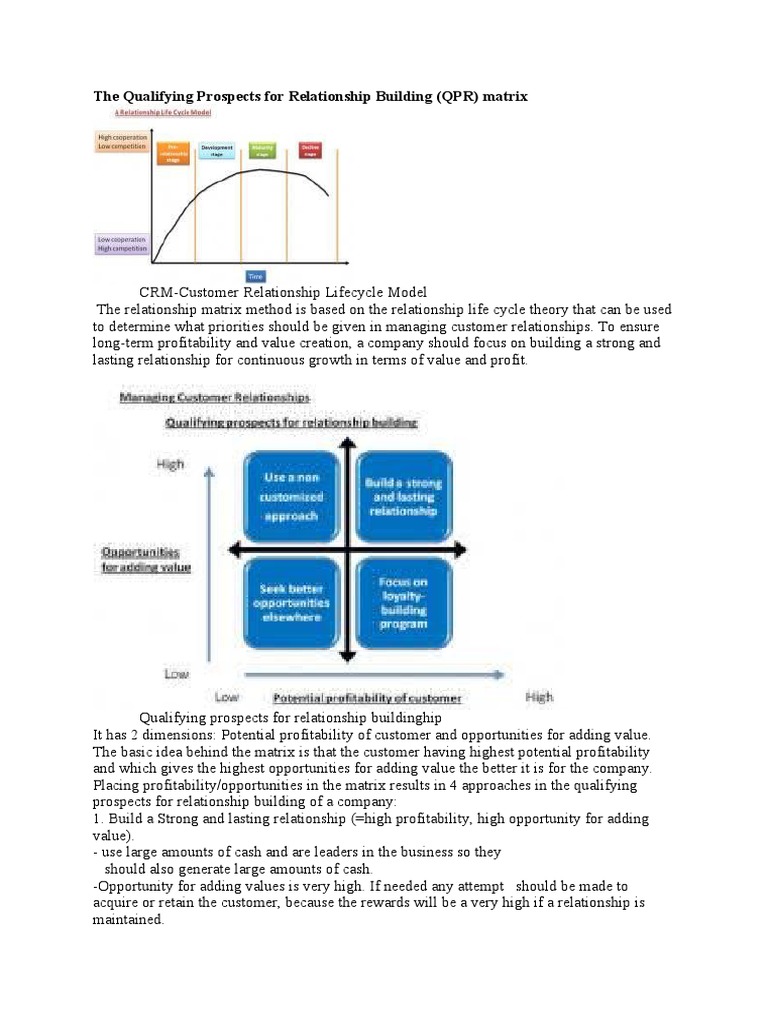 QPR Matrix | Download Free PDF | Customer | Profit (Economics)