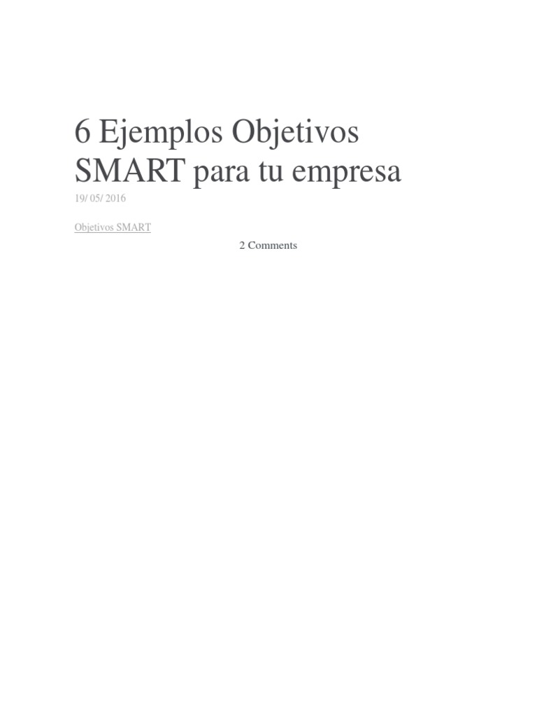 6 Ejemplos Objetivos SMART para Tu Empresa | PDF
