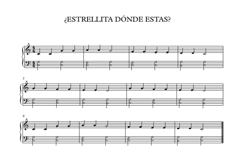 Estrellita Donde Estas - Piano Easy | PDF