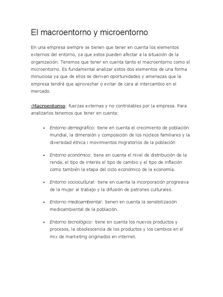 El Macroentorno y Microentorno | PDF