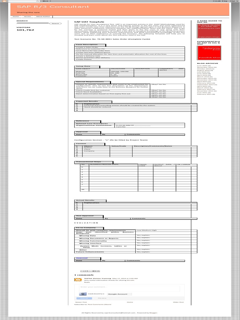 UAT Template | PDF
