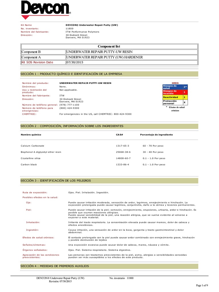 Devcon Underwater SDS PDF | PDF