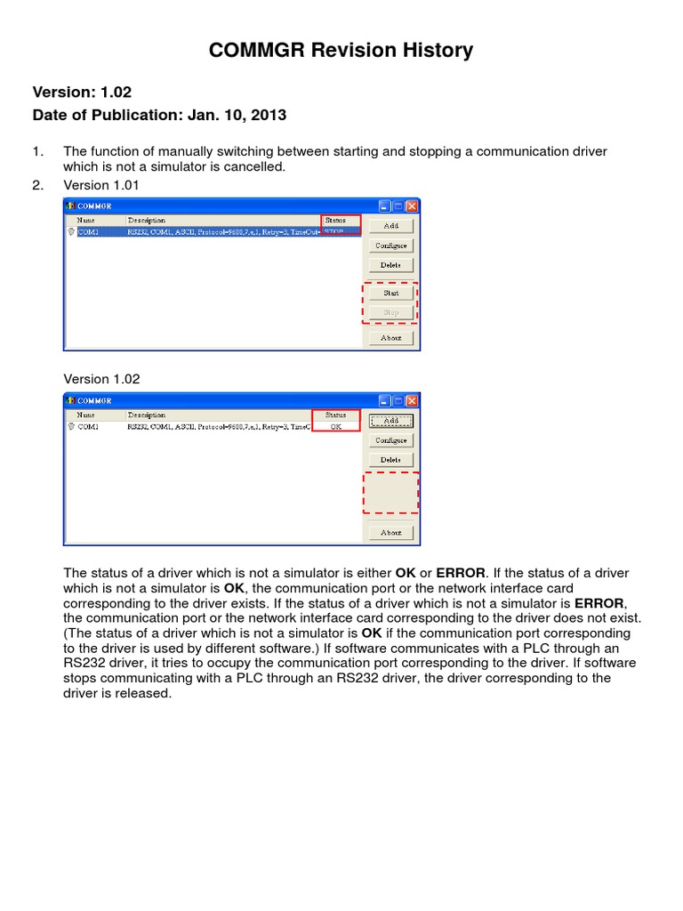 COMMGR Revision History-EN | PDF