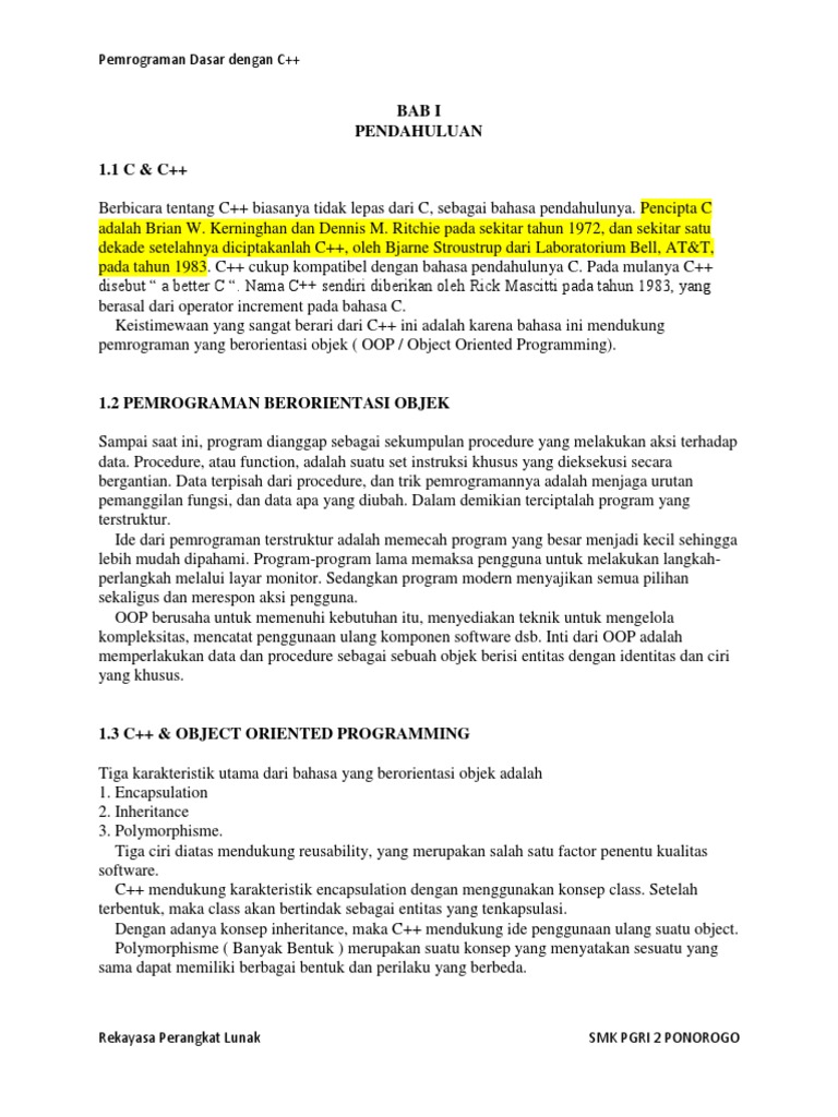 Modul Pemrograman C++ Lengkap | PDF