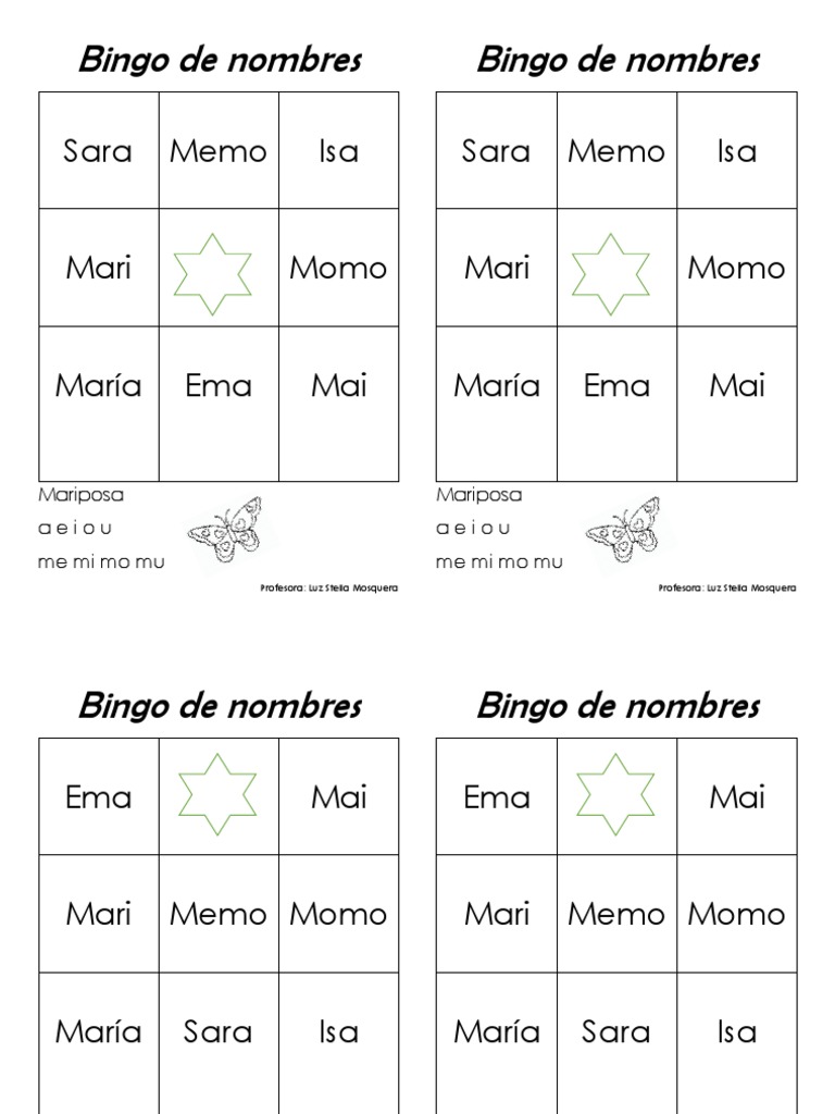 Bingo de Nombres | PDF