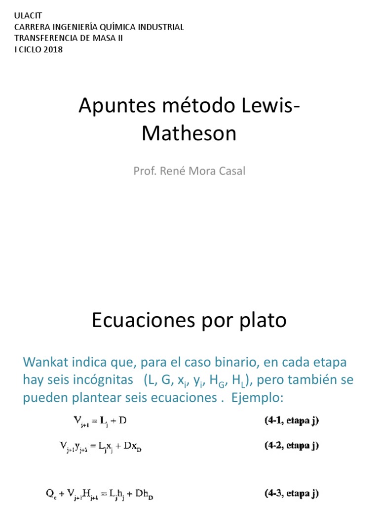 Método Lewis-Matheson en Destilación | PDF