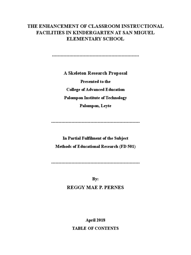 Skeleton Research Proposal | Download Free PDF | Teachers | Classroom