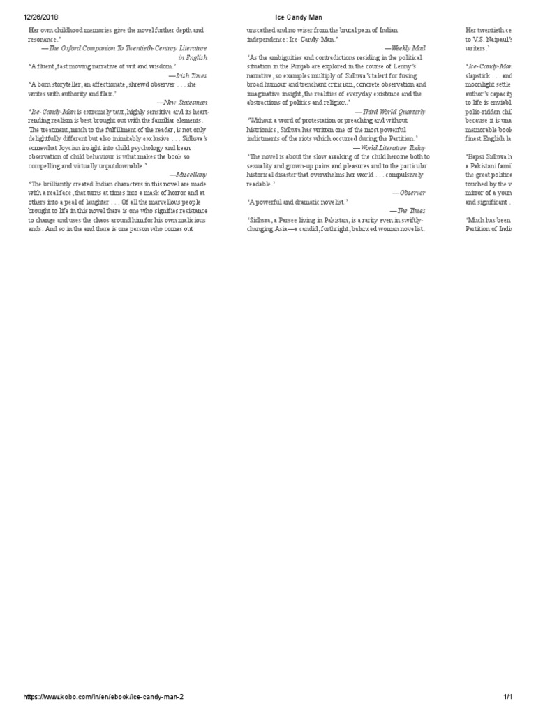 Ice-Candy-Man Ebook by Bapsi Sidhwa - 9789351181194 - Rakuten Kobo | PDF