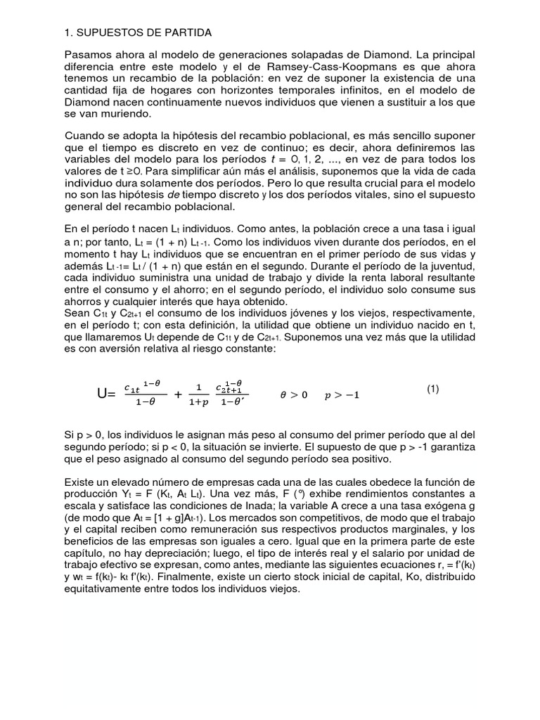 El Modelo de Diamond | PDF | Crecimiento económico | Capital (economía)
