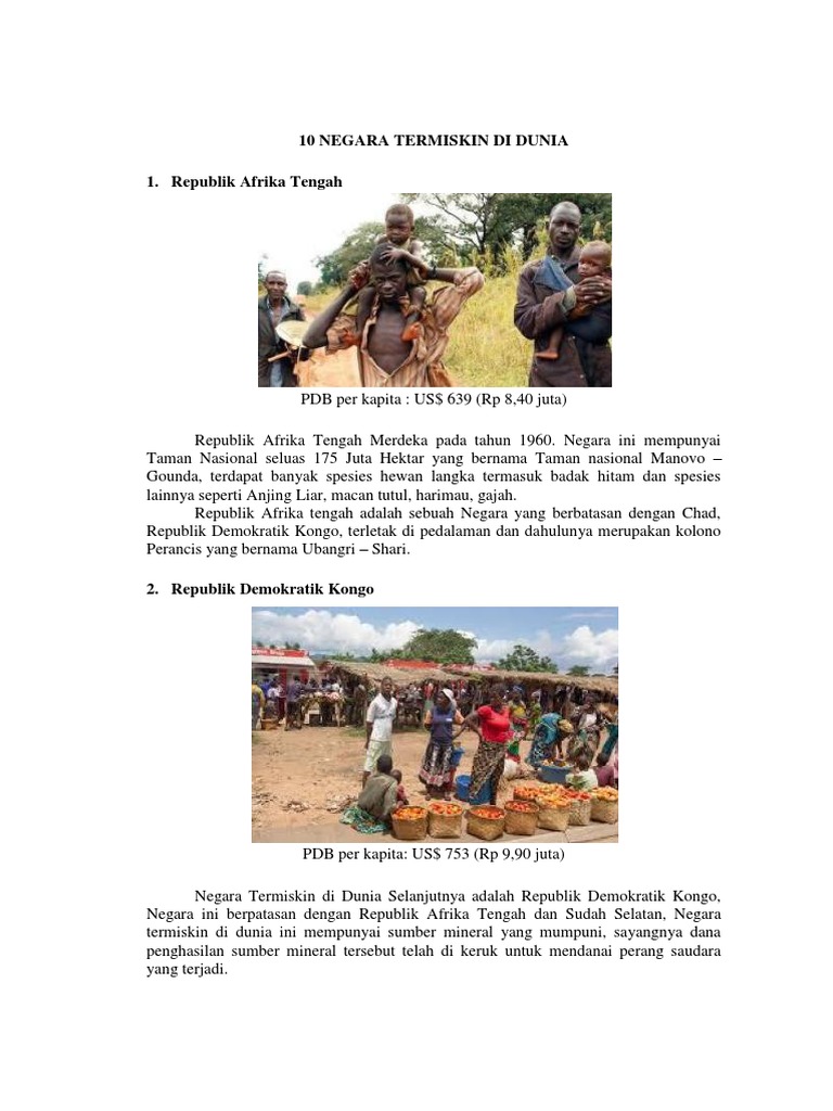 20 Negara Termiskin Dan Terkaya Di Dunia | PDF