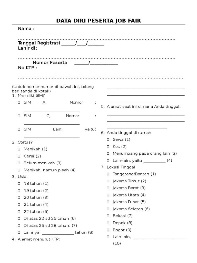 Job Fair Form | PDF