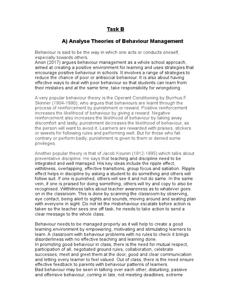 Assignment 501 Task B | PDF | Reinforcement | Punishments