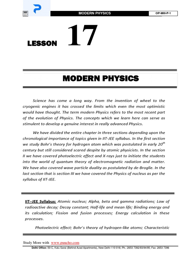 Modern Physics | Download Free PDF | Photoelectric Effect | Electron