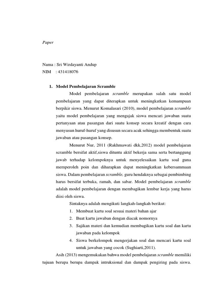 Model Scramble | PDF | Karier & Perkembangan | Kesehatan Holistik
