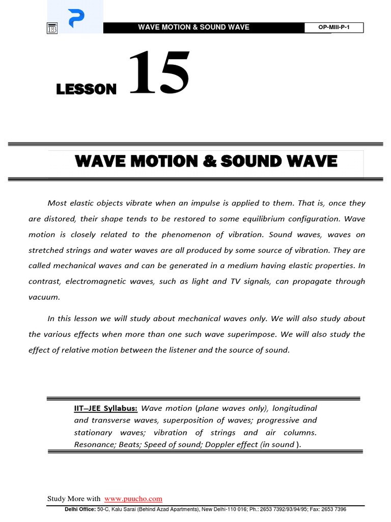 Wave Motion and Sound Principles | PDF | Waves | Normal Mode