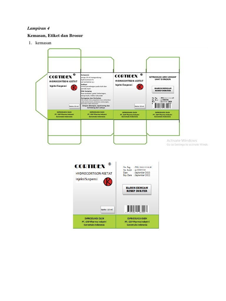 Lampiran Kemasan Sekunder Injeksi Cortison | PDF