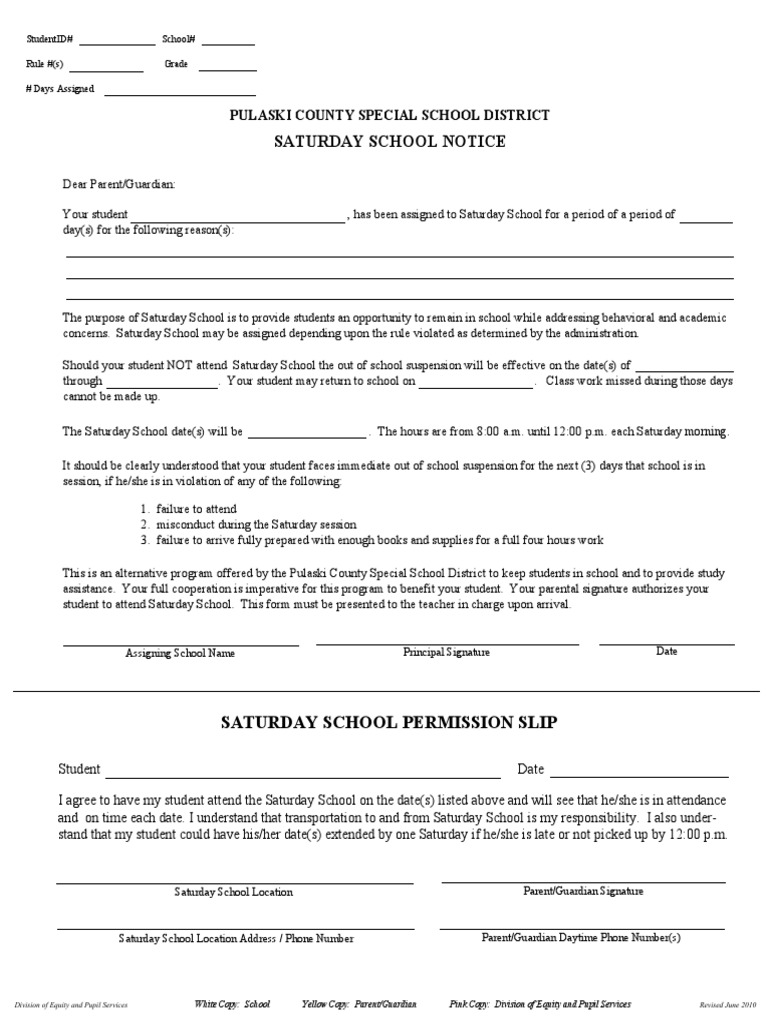 Saturday School Notice PDF | PDF | Special Education | Behavior ...