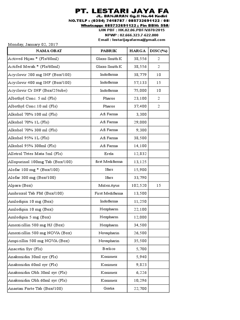 Price List New | PDF | Medical Treatments | Pharmacology