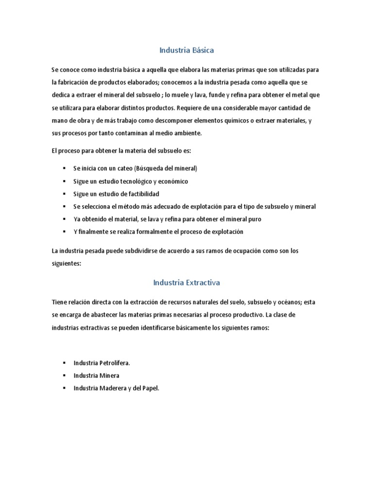 Industria Básica y Extractiva | PDF | Minería | Industria pesada