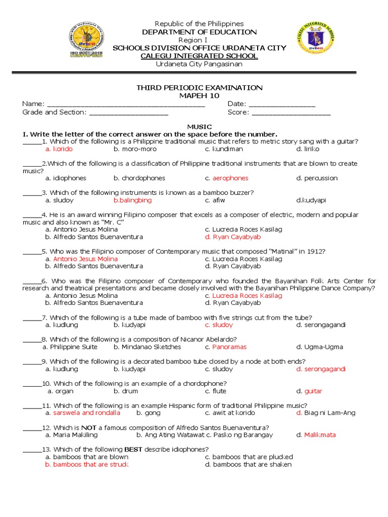 Mapeh10 3qa | PDF | Social Science