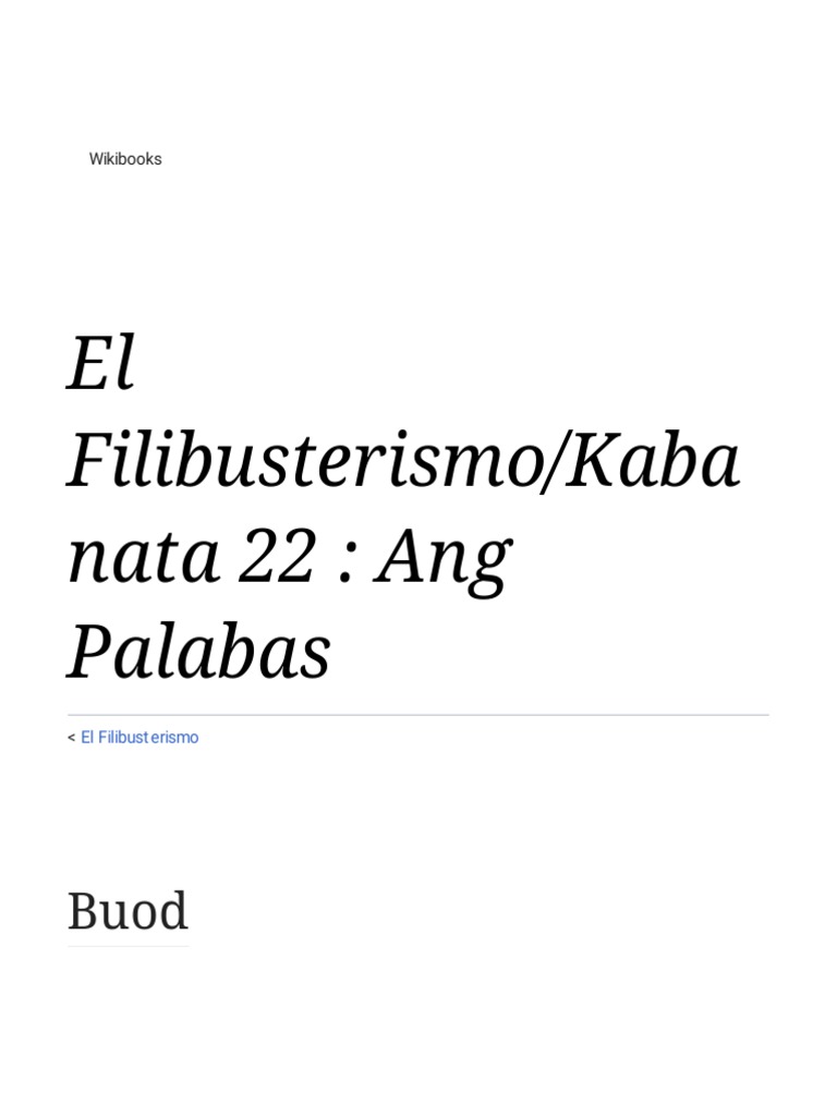 El Filibusterismo - Kabanata 22 - Ang Palabas - Wikibooks PDF | PDF