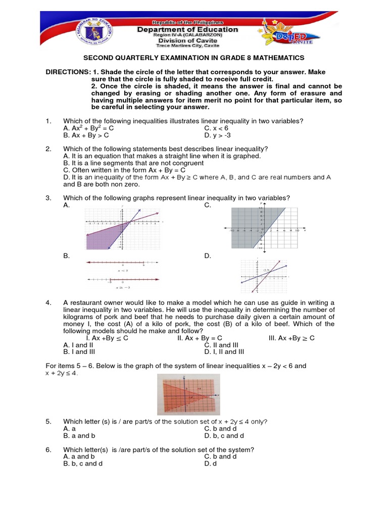Second Periodical Test in Grade 8 Mathematics | PDF | Function ...