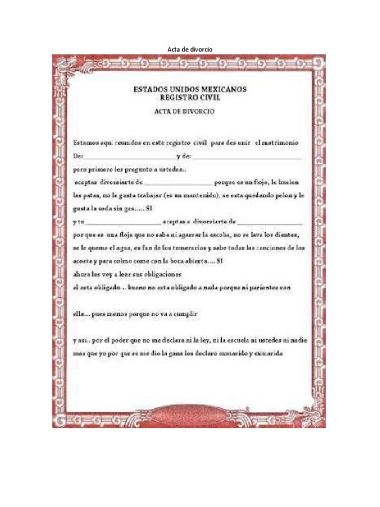 Acta de Divorcio | PDF