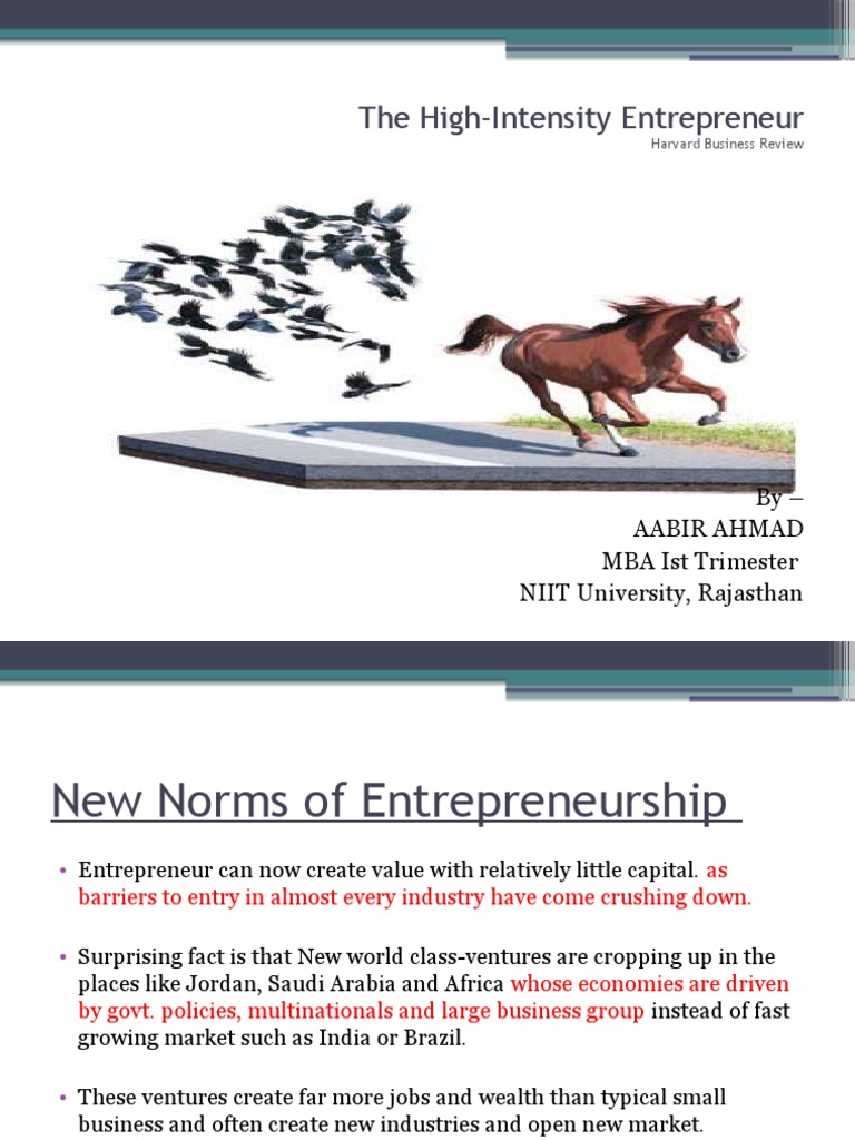 The High-Intensity Entrepreneur: by - Aabir Ahmad MBA Ist Trimester ...