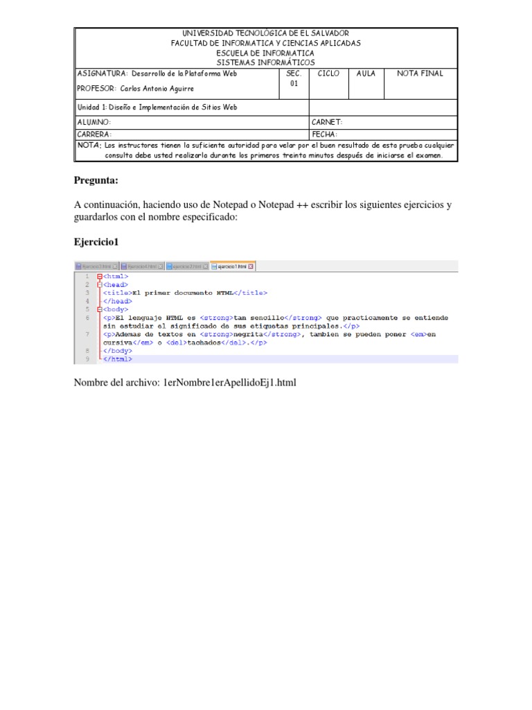 Ejercicios HTML Dpweb | PDF