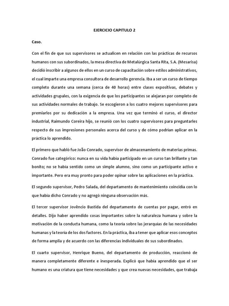 Ejercicio Capitulo 2 | PDF | Motivación | Motivacional