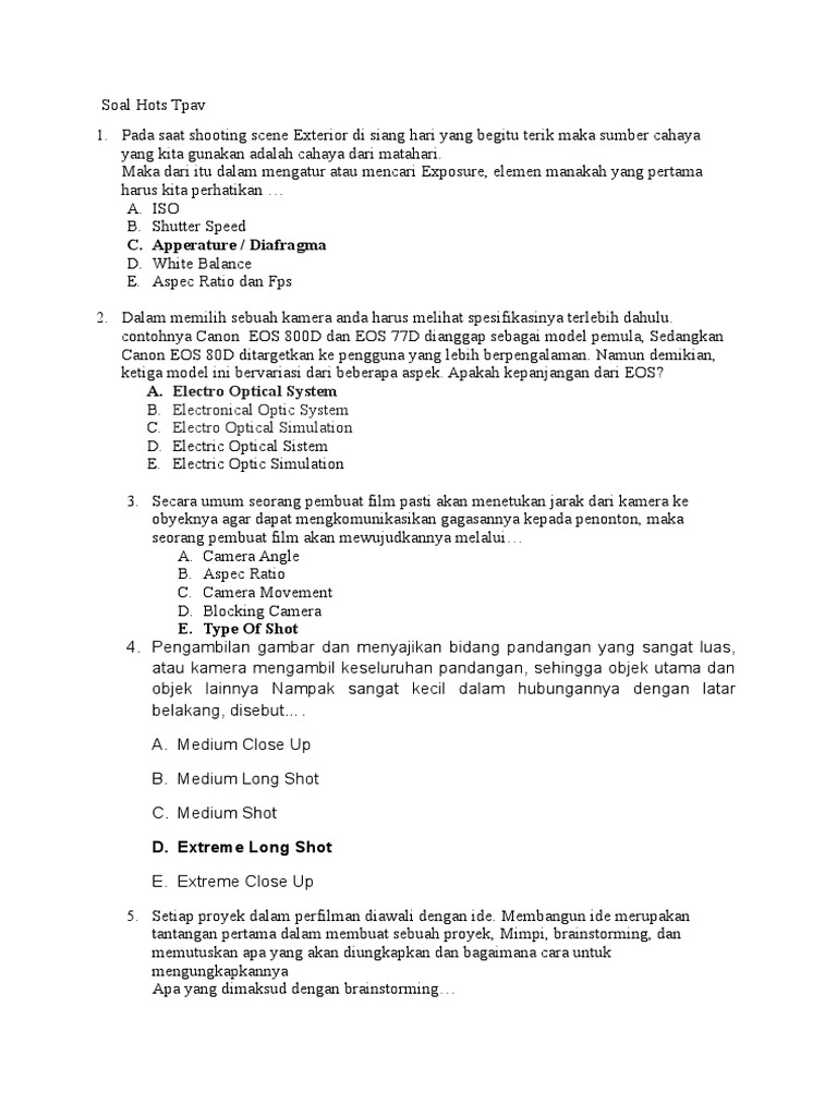 Soal Hots Tpav | PDF