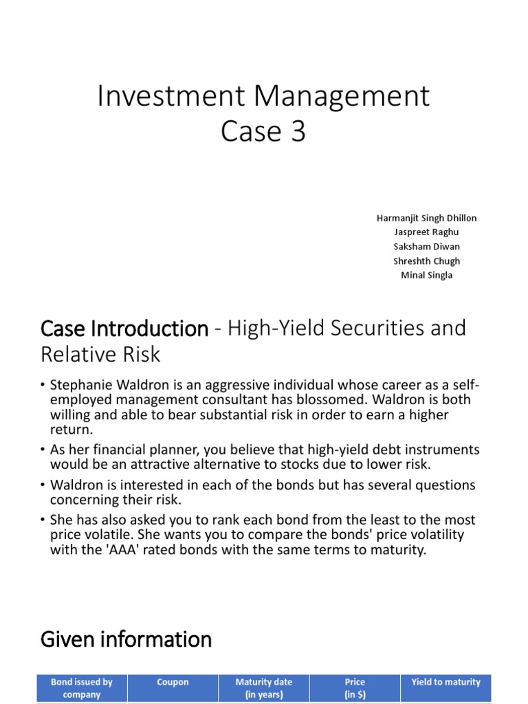 Investment Management Case | PDF | High Yield Debt | Bonds (Finance)