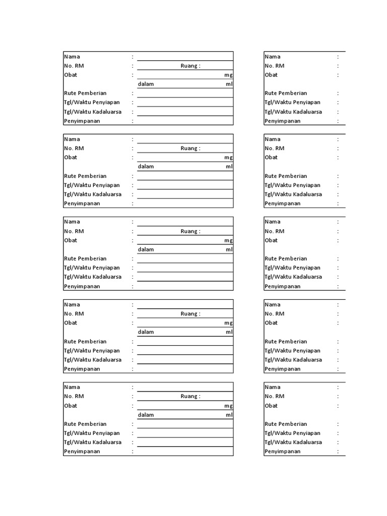 Label Obat Injeksi Dan Infus | PDF