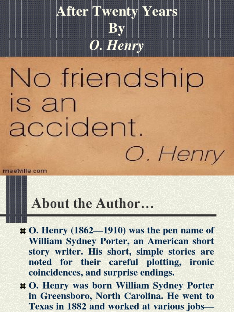 After Twenty Years: Loyalty, Friendship, and Duty in O. Henry's Short ...