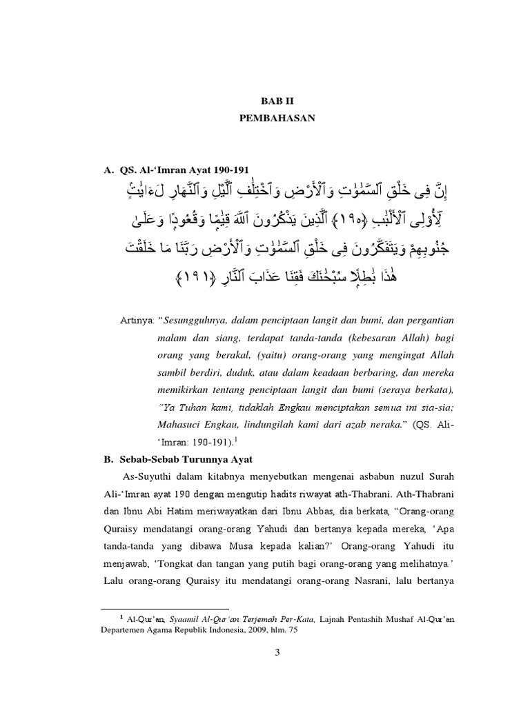 Tafsir QS. Ali-Imran Ayat 190-191 | PDF