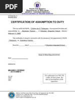 CS Form No. 4 Certification of Assumption To Duty - Edited | PDF