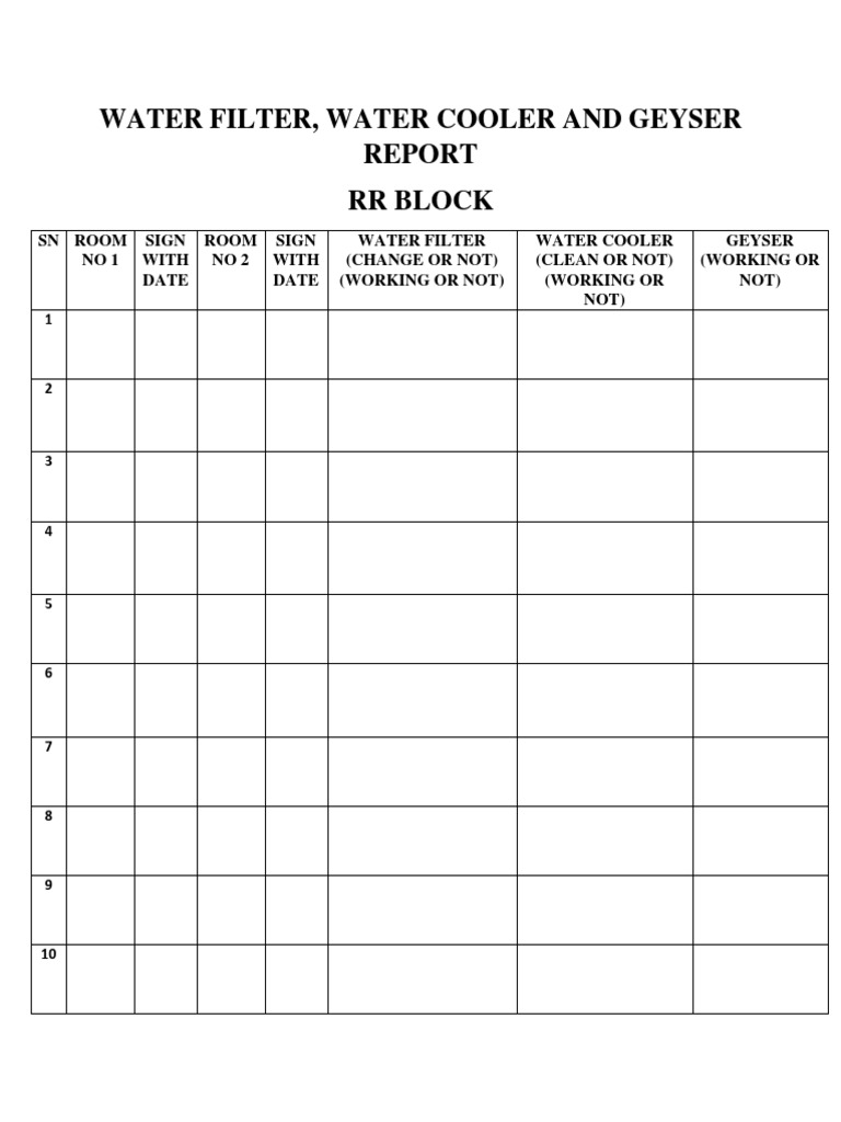 Water Filter Change Report | PDF