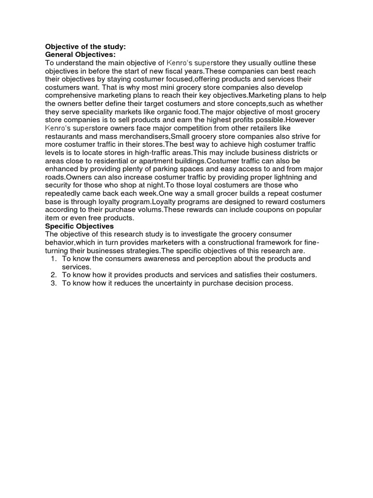 Objective and Scope | PDF | Grocery Store | Convenience Store